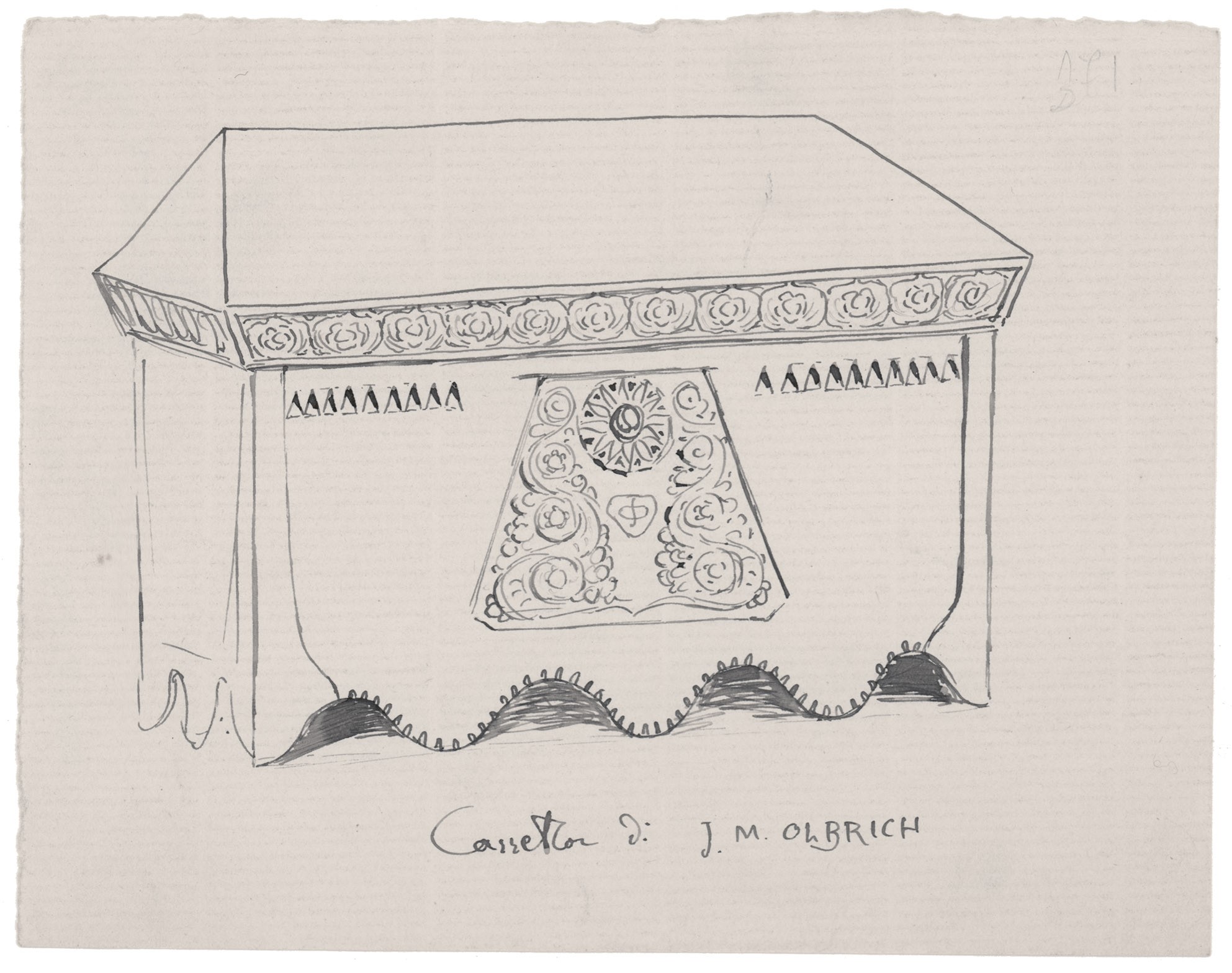 Disegno del cassettone di J. M. Olbrich.
